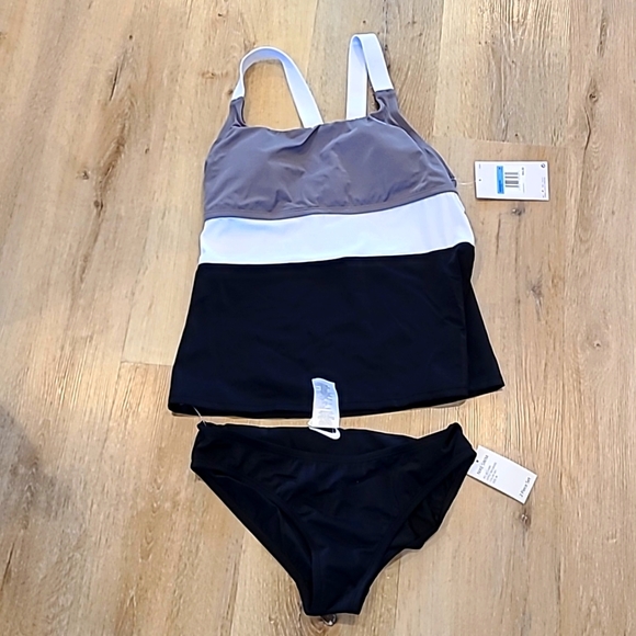 Nike | Swim | Nike 2 Piece Tankini Racer Back Swim Suit Black White ...